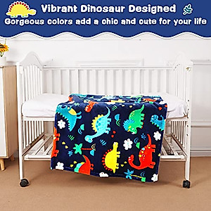 Lukeight Dinosaur Baby Blanket for Boys and Girls, Soft Warm Cozy Fleece Toddler Dinosaur Blanket, Small Lightweight Baby Blanket for Crib, Stroller, Travel and Bed- 40x30 Inches