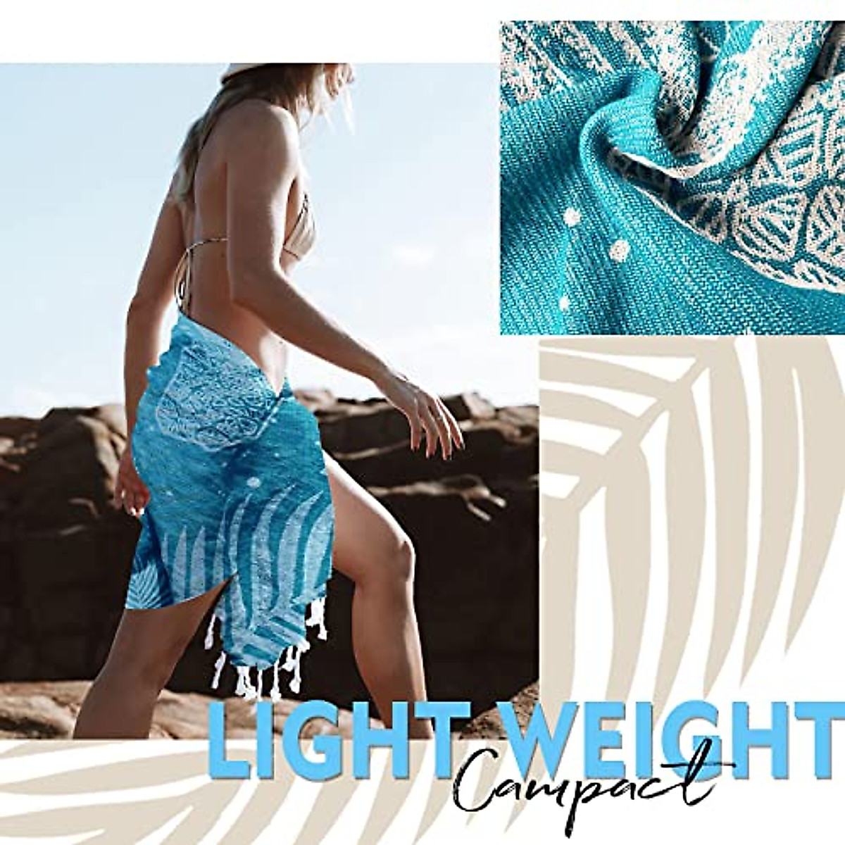 ORTIGIA Turtle Turkish Beach Towel Oversized 36x71INCH Sand Free Quick Dry Towel Extra Large Wearable Bath Towel Highly Absorbent Light Travel Towel for Beach, Bath, Pool, Gym, Yoga(Teal)