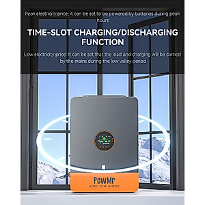 PowMr 10000W Single Split Phase Solar Inverter 48V DC to 100V AC~240V AC, 10KW Off-Grid Pure Sine Wave Hybrid Inverter with 200Amp MPPT Charge Controller, Work with 48V Lead Acid and Lithium Battery