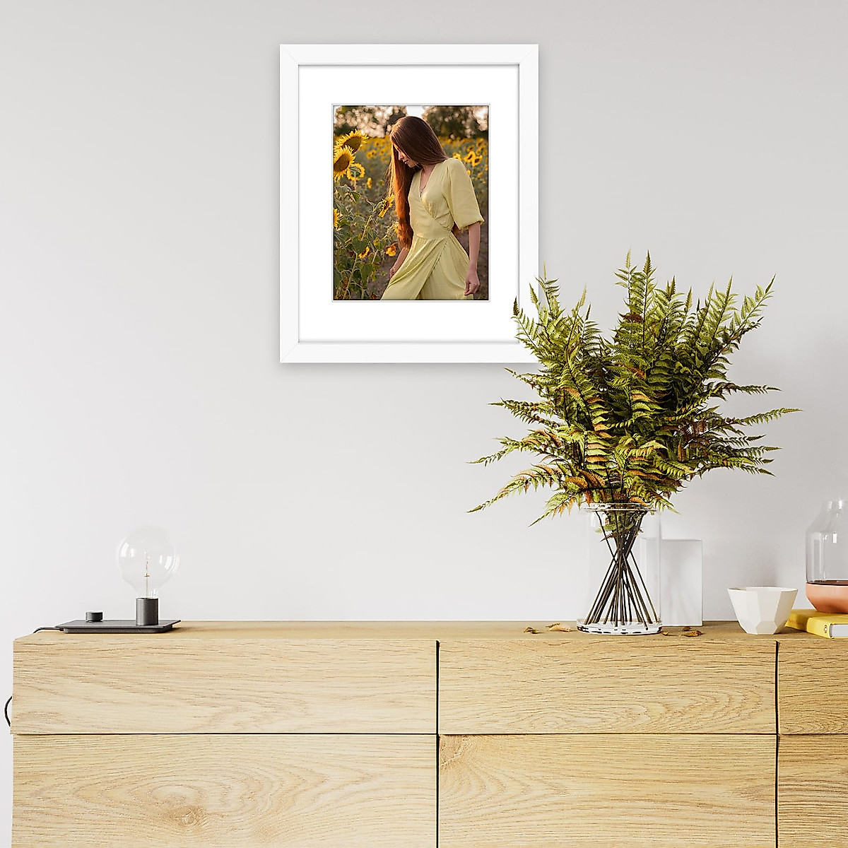 Golden State Art, Set of 2 White Photo Wood Frame 11x14 with Real Glass Mat for 8x10 Picture