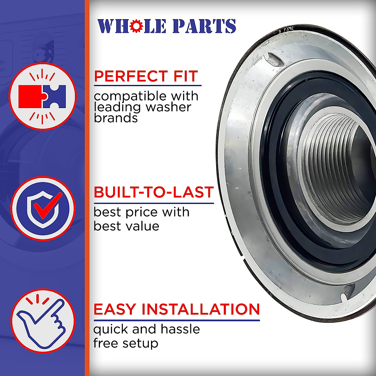 Whole Parts Washer Tub Stem & Seal Repair Kit Part # 6-2095720 - Replacement and Compatible with Some Whirlpool Washers - Faucets Water Leaking Solution - Non-OEM Appliance Parts - 2 Yr Warranty