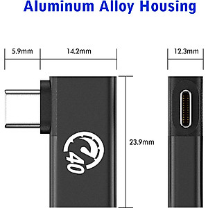 90 Degree USB C Adapter 240W, [5 Pack] 40Gbps 8K Video Right Angle USB 4 & Thunderblt 4 Extension Converter, USB-C Male to Female Extender for iPhone 15,MacBook,iPad Pro,ROG Ally,Steam Deck,Switch