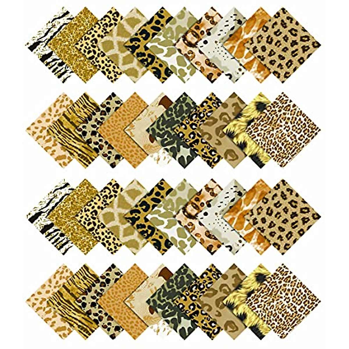 Soimoi 40Pcs Floral Artistic Print Precut Fabrics Strips Roll Up 1.5x42inches Cotton Jelly Rolls for Quilting - Light Brown