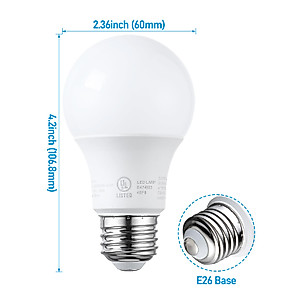 TORCHSTAR A19 LED Light Bulbs 60W Equivalent, UL Listed, 3000K Warm White, Dimmable, 9W, 800lm, Flicker Free, E26 Standard Base LED Bulb for Ceiling Fan, Lamp, 15,000hrs, Pack of 6