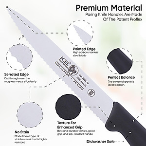 Light 'n' Mighty Paring Knives Set – Serrated Paring Knife Set of 6 – Stainless Steel Kitchen Paring Knives – Small Kitchen Knives for Meal Prep – 4-inch Blade Sharp Paring Knives