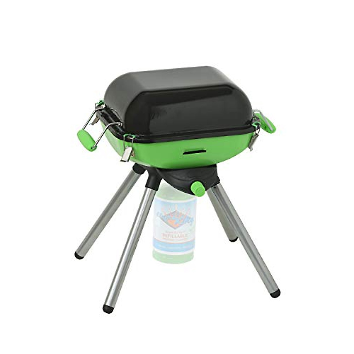 Flame King YSNVT-301 Multi-Function Portable Propane BBQ Grill Camp Stove, 8000 BTU 9.5 x 12 Inch Cooking Surface, Light Green/Black
