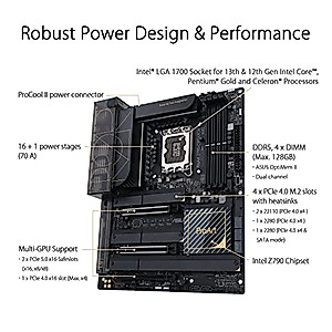 ASUS ProArt Z790-Creator WiFi 6E LGA 1700(Intel® 12th&13th Gen) ATX Content Creator Motherboard(PCIe 5.0,DDR5,2X Thunderbolt™ 4,10G&2.5G LAN,4xM.2/NVMe SSD,Front Panel USB 3.2 Gen2x2 Type-C)
