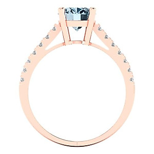 Clara Pucci 2.65ct Oval Cut Solitaire W/Accent Natural Swiss Blue Topaz VVS1 Wedding Anniversary Bridal Ring 18k Rose Gold 3.5