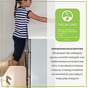 Little Partners Toddler Step Up Stool | Wooden Step Stool with 2 Position Height Adjustment for Kitchen, Bathroom and Nursery (Natural)
