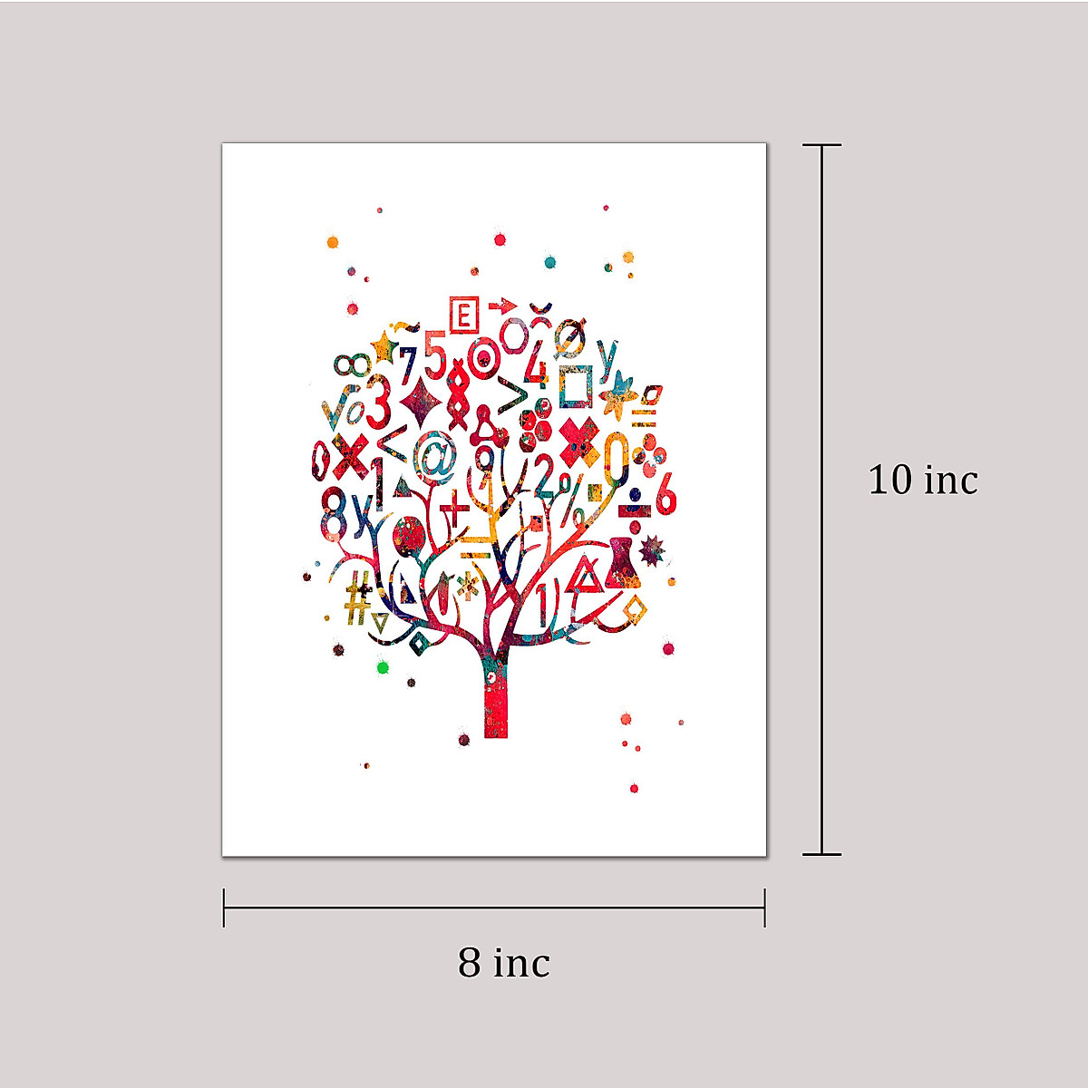 Math Symbols Tree Watercolor Art Print Mathematics Wall Decor Educational Poster Math Classroom Wall Art Mathematical Symbols Math Teacher Gift 8x10 inc. Unframed Print