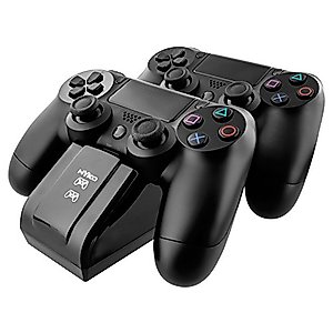 Nyko Charge Base - PlayStation 4 with a Modern and Simple Drop and Charge Design, Dual Patented Dongle Charging Port, Includes a USB and Wall Mount for Super Fast Charging of PS4, PS4 Pro and PS4 Slim Controllers