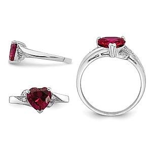 Gem And Harmony Lab-Created Ruby Heart Promise Ring in Sterling Silver