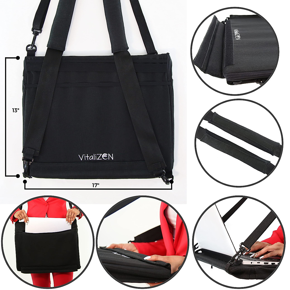 VitaliZEN Laptop Harness Extra Large & Comfortable 2021 Improved Design, Hands-Free Portable, Adjustable, Wearable Desk for up to 17” Laptops, Tablet, Notepad, MacBook, etc