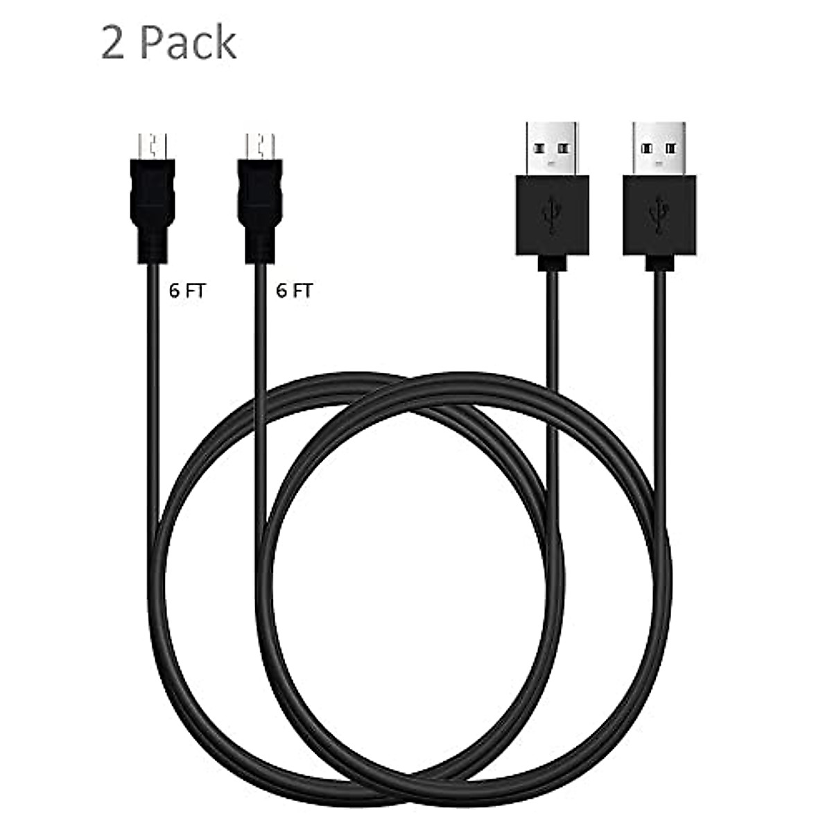 MYFON Micro USB Cable, 2 Pack [6FT, 6FT], Fast Charging Cable, High Speed Android Charging Cable, Android Phone Cable for Samsung Galaxy S7 Edge S6 S5 and More, Trustable