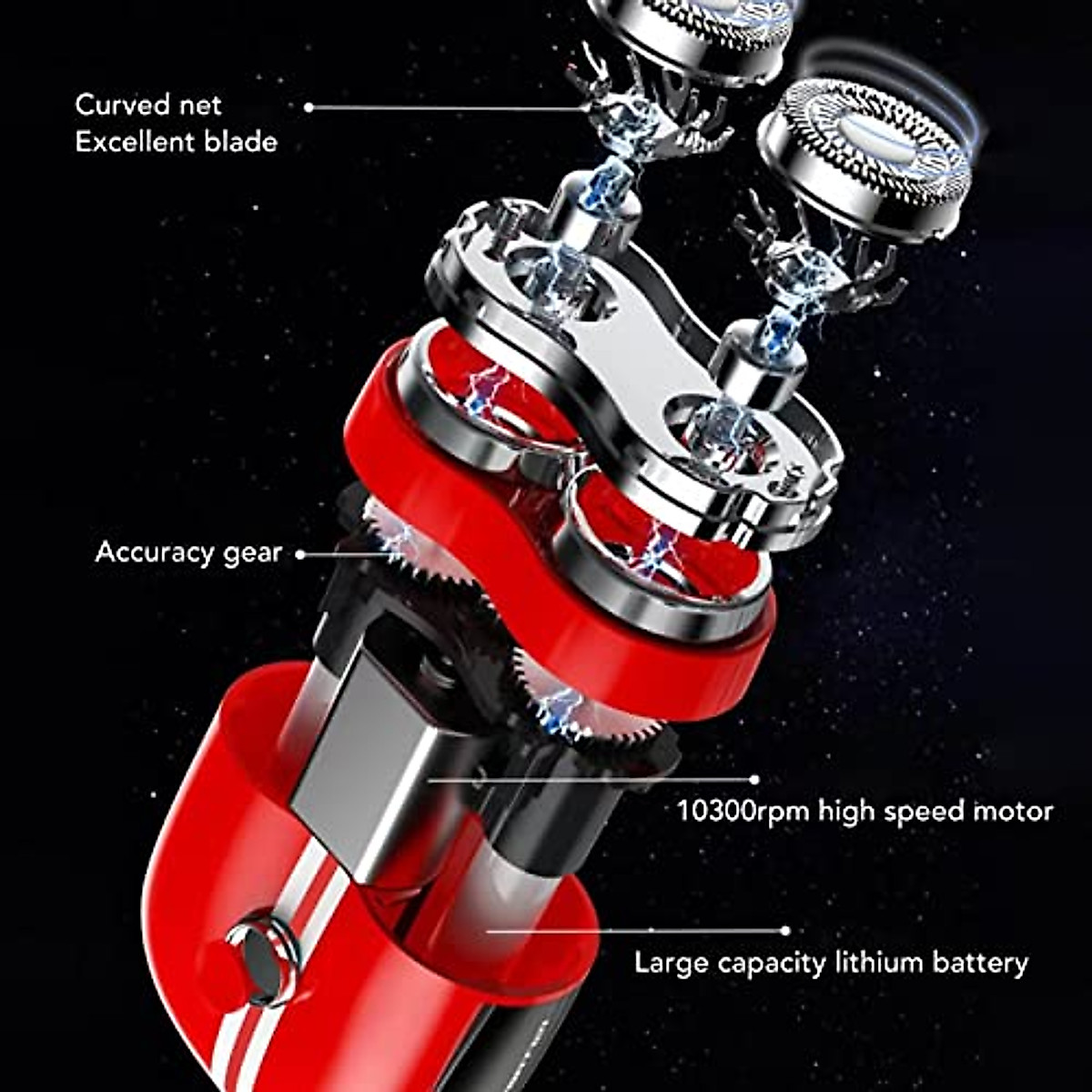 Electric Beard Trimmer, Zinc Alloy Mini Electric Shaver IPX7 Wet and Dry Dual Use for Traveling (Red)