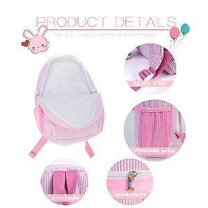 MT WORLD Personalized Toddler Backpack Preschool Backpack Daycare Backpack Child Backpack Preppy Packpacks Kids Bookbags Seersucker Toddler Bookbag(Pink)