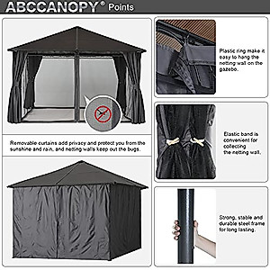 10x12 Hardtop Patio Gazebo with Curtains and Netting by ABCCANOPY