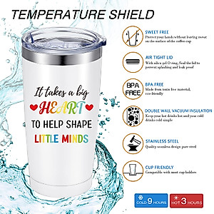 Patelai 4 Pcs Teacher Appreciation Gifts Best Teacher Birthday Gifts Stainless Steel Insulated Tumblers Set Funny Thank You Tumbler Coffee Mugs for Graduation Teachers' Day Present (White)