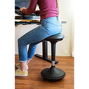 Wobble Stool Standing Desk Chair Ergonomic Tall Adjustable Height sit Stand-up Office Balance Drafting bar swiveling Leaning Perch Perching high swivels 360 Computer Active Sitting Black Saddle seat