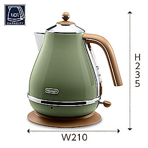 Delonghi Electric kettle (1.0L)「ICONA Vintage Collection」 KBOV1200J-GR (Olive green)【Japan Domestic genuine products】