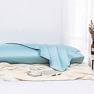 Leeden Body Pillow Cover, 100% Cotton, 800 Thread Count, Soft Breathable Long Pillow Case, Envelope Closure (Light Blue, 21"x 54")