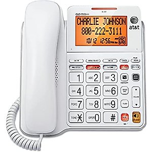 AT&T CL4940 Corded Answering System with Backlit Display, White, Display Dial, Mute, Last Number Redial, Flash, Clearspeak Dial-in-Base Speakerphone, Caller ID/Call Waiting, Audible Message Alert