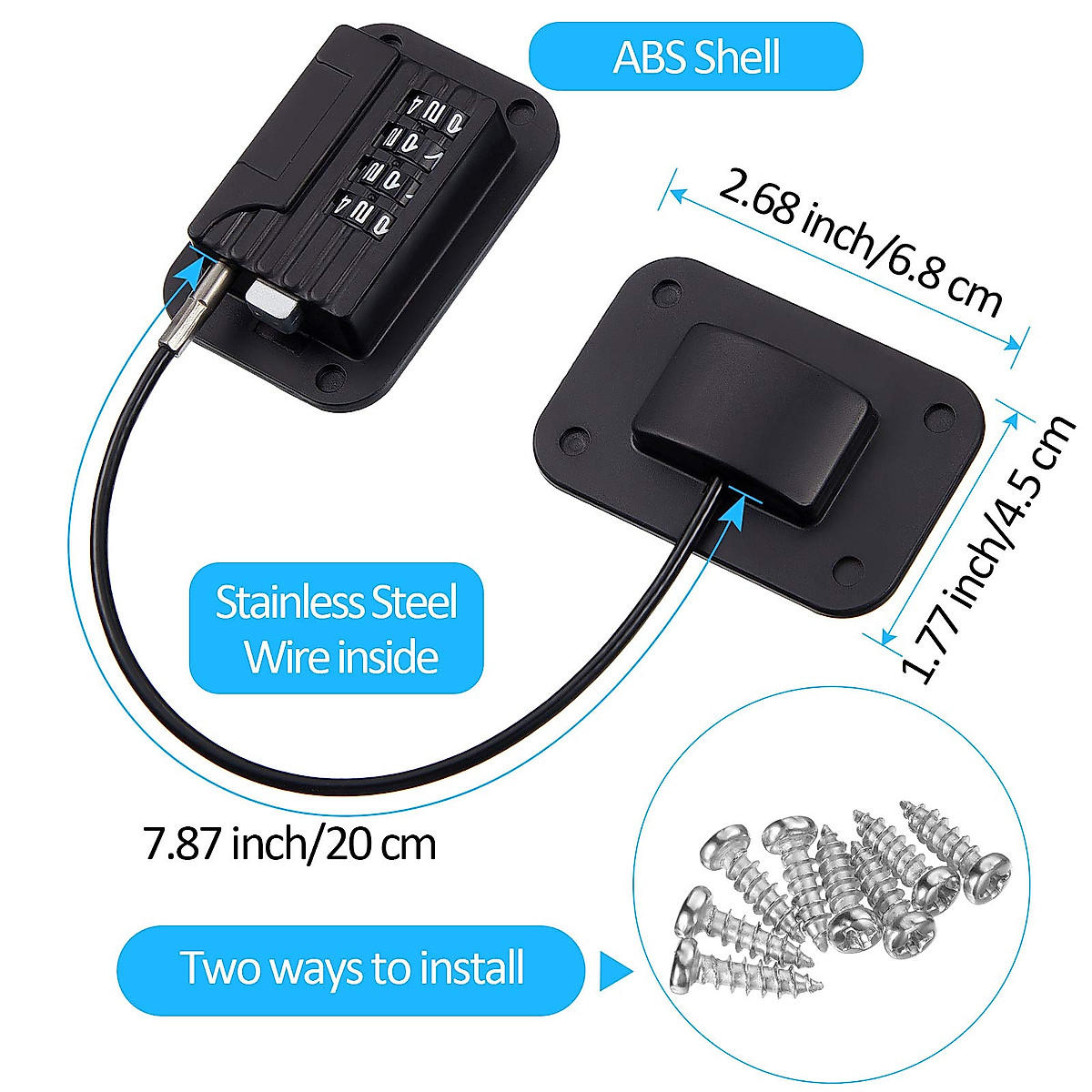 Jetec 2 Pieces Refrigerator Lock 4 Number Coded Freezer Lock Adhesive Fridge Door Lock Combination Safety Locks for Refrigerators Freezers File Cabinets Drawer Refrigerator Door(Black)