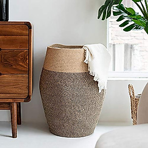 Goodpick Large Black Jute Rope Basket (Set of 2)