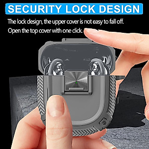 JIML [Upgrade Secure Lock] for with Bose QuietComfort Earbuds II (2022) / Ultra Earbuds (2023) Case TPU Military Shell Protective Cover Skin Shock-Absorbing with Keychain and Lanyard (Gray)