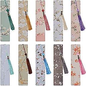 Nezyo 20 Pack Bookmarks Set Includes 10 Pcs Flowers Bookmarks for Women and 10 Pcs Assorted Colorful Tassels Cute Bookmarks Page Markers Floral Book Markers for Books Students Reading