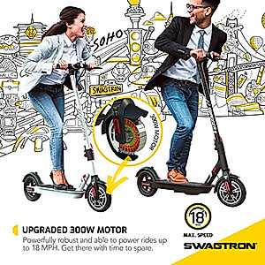 Swagtron SG-5 Swagger 5 Boost Commuter Electric Scooter with Upgraded 300W Motor