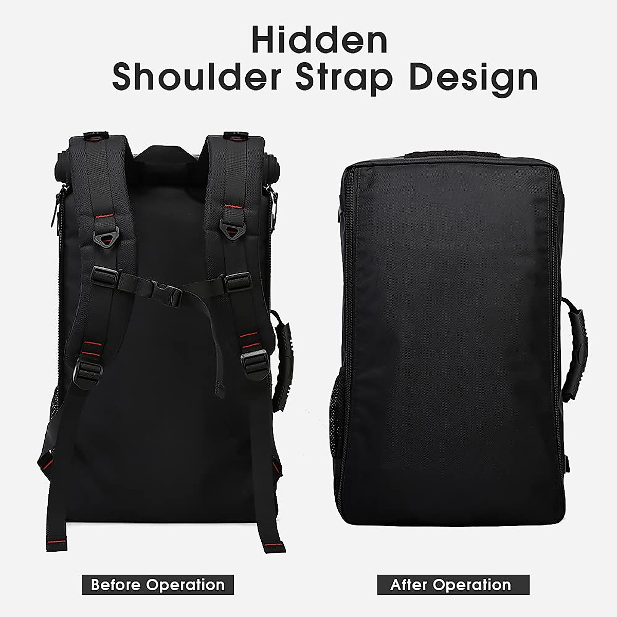 KAKA Travel Backpack,Carry-On Bag Water Resistant Flight Approved Weekender duffle backpack Rucksack Daypack for Men Women (Black upgrade)