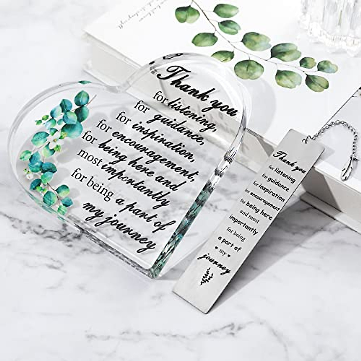 Thank You Gifts Set for Women Men Coworkers Farewell Gift Employee Appreciation Gifts for Boss Lady Teacher Colleague Leaving Gift Acrylic Sign Gift and Bookmark Set