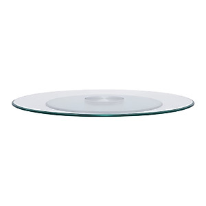 Turntable Dining Table Centerpiece Tabletop Rotating Tray Glass Turntable with Aluminum Alloy Bearing Smooth Swivel Serving Plate Tempered Glass Dining Table for Home Restaurant(Diameter 28 inch)