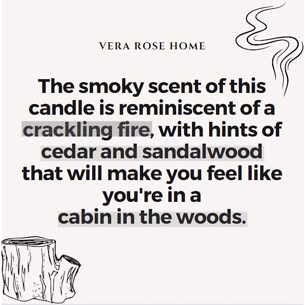 Vera Rose Home Smoke & Oak Scented Soy Candle Long Burning Highly Scented Cedar Sandalwood 60+ Hours Clean Burning Natural Candle Odor Eliminating Mens Scented Candle 12oz Jar