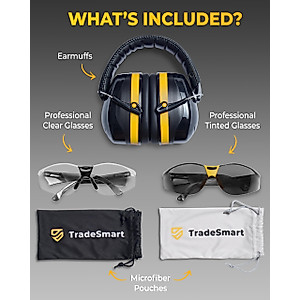 TradeSmart High-Performance Earmuffs for Shooting Range & Shooting Eye Protection Glasses + Firearm Confidence Course Included