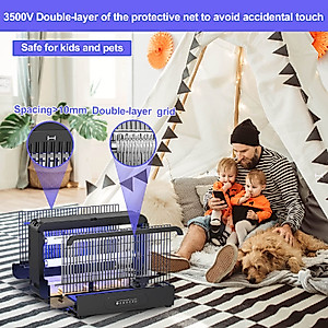 Electric Bug Zapper Indoor and Outdoor with 3500V Powerful Double-Sided Grid and 2-14H Timer-Mosquito Zapper with Remote, UV Light Fruit Fly Zapper Trap Insect Killer for Patio Home, 2 Extra Blubs