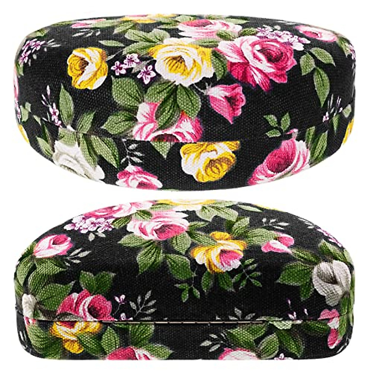 2 Pieces Oversized Hard Shell Sunglasses Case Spectacle Case Box Portable Hard Eyeglass Case Fabrics Floral Eyeglass Case with Clean Cloth