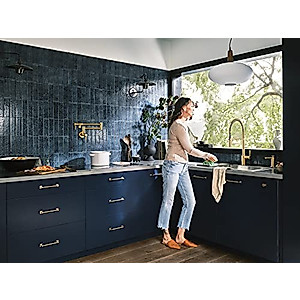 Moen Align Brushed Gold One Handle Spring Pulldown Kitchen Faucet, Farmhouse Style High-Arc Kitchen Sink Faucet with Power Boost for a Faster Clean, 5923SRS