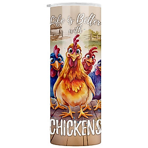 Casitika Chicken Tumbler. Chicken Gifts For Women. 20 Oz Tumbler For People That Love Chickens. Gift Idea For Mom To Use As A Coffee Mug. (Life)