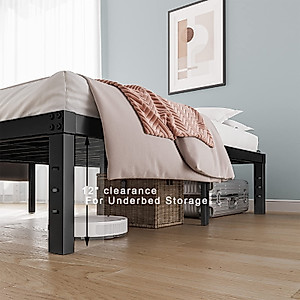 Neslime 14 Inch Full Size Bed Frame No Box Spring Needed, Heavy Duty Metal Platform Bed Frame Full, Heavy Duty, Easy Assembly and Noise Free, Black