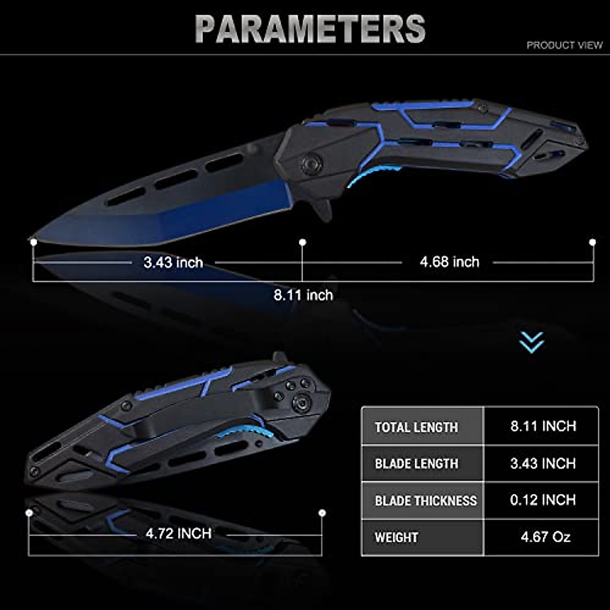 VIFUNCO Folding Pocket Knife for Men, EDC Tactical Knife with Clip, Liner Lock, Stainless Steel Sharp Pocket Knives for Outdoor, Survival Camping Hiking, Gifts for Dad Him Husband
