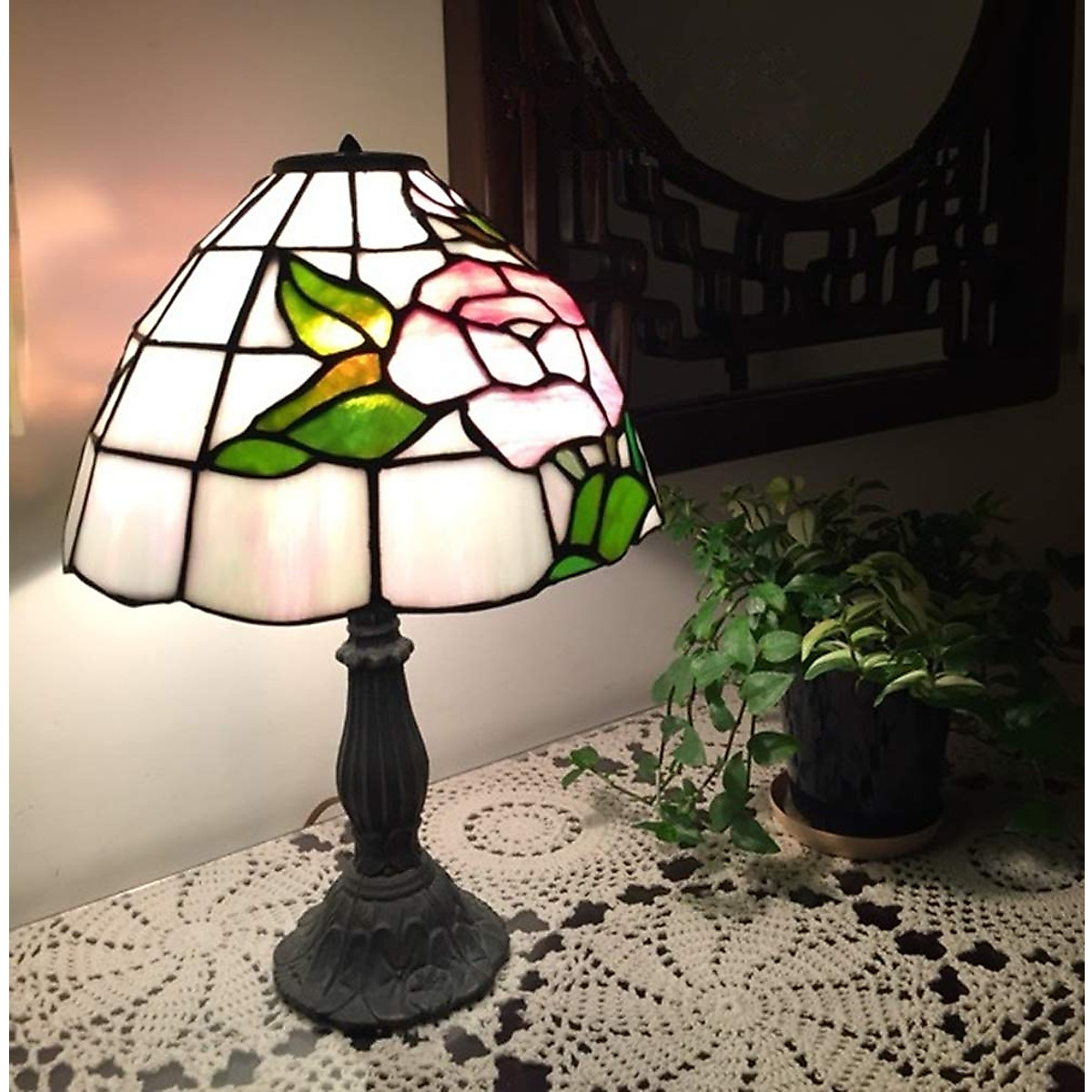 USTIDE 100% Cotton Crochet Lace Rectangular Table Runner Bedside Table Cover Ecru Dresser Scarf Doilies,2pcs 11 Inch X23 Inch