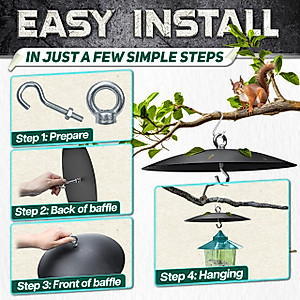 [Solid Steel]16-Inch Hanging Bird Feeder Baffle, Metal Squirrel Baffle for Bird Feeder Pole, Squirrel Proof Baffle Dome Baffle Weather Guard, Bird House Guard for Outdoor Shepherd's Hook, Hummingbird