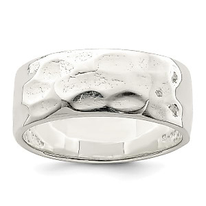 IceCarats 925 Sterling Silver Hammered Statement Ring Size 7