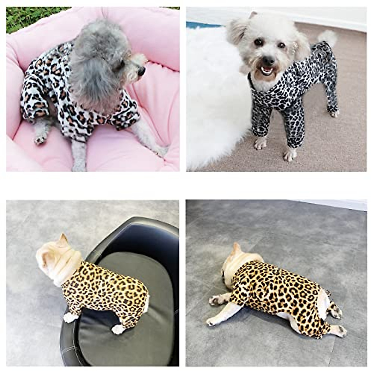 Harikaji Leopard Cat Pajamas, Doggy Kittens Jammies Onesie PJS, Dog Cat Shirt Stretchable Dog Jumpsuit Bodysuit L