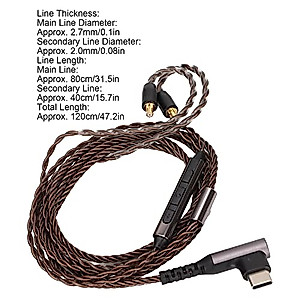 Eulbevoli Earphone Upgrade Cable, HiFi Headphone Wire OFC Core Wire Control Tensile with Mic for E50 for LS300 for ATH