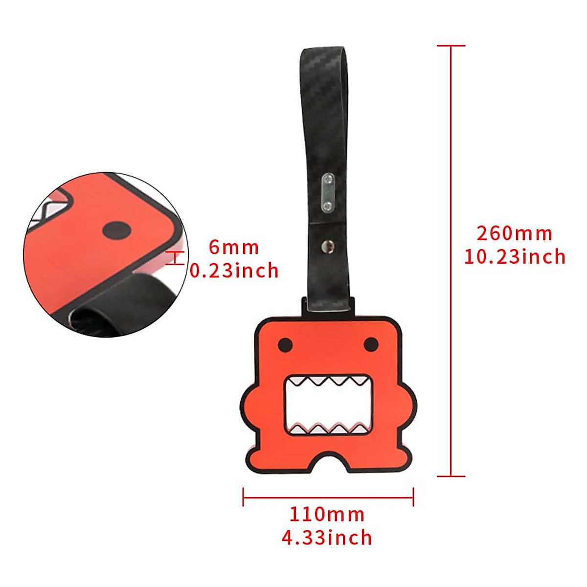 Q1-TECH, JDM Tsurikawa Ring Japanese Subway Train Bus Car Handle Cute Anime Cartoon Handle Hand Strap Rear Front Bumper Warning Rings Drift Charm Drift Car Accessory (Domo-ORCF)