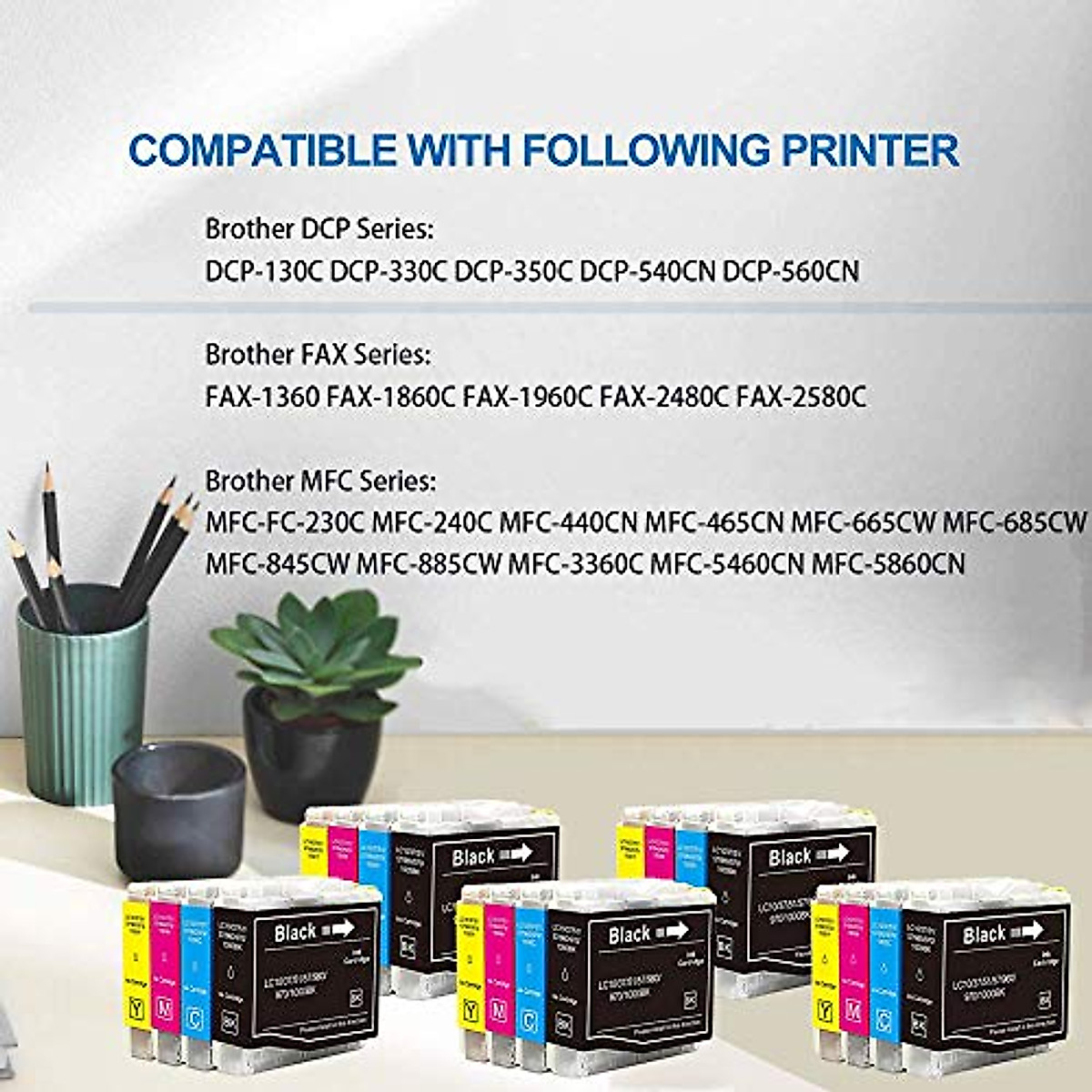 Wolfgray 15PK LC51 Compatible LC51BK LC51C LC51M LC51Y Ink Cartridge for Brother MFC 230C 240C 350C 3360C 440CN 465CN 5460CN 5860CN 665CW 685CW 845CW 885CW DCP 130C 330C 350C IntelliFax 1360 Printer