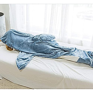 KEOJI Shark Blanket Adult - Wearable Shark Blanket Super Soft Cozy Flannel Hoodie Adult Cosplay Shark Costume Shark Gifts for Shark Lovers (67inX27.5in(M))